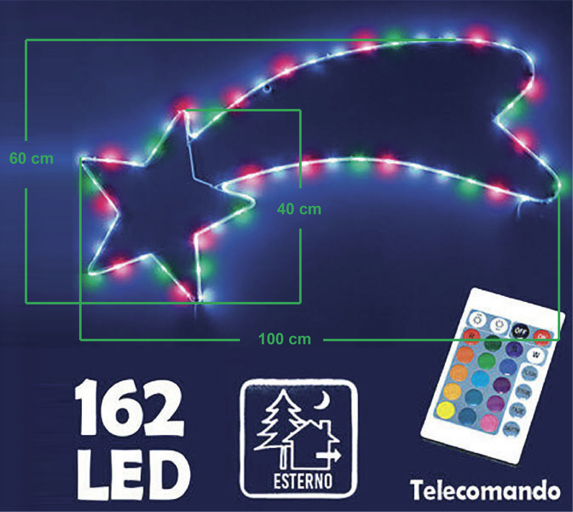 Partycolare- Stella Cometa 162 LED uso esterno con telecomando
